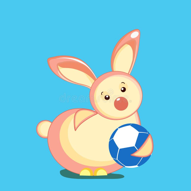 Cute Rabbit Holding Football Illustration Stock Illustration ...