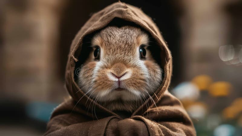 Cute Rabbit in a Hooded Jacket Stock Illustration - Illustration of ...