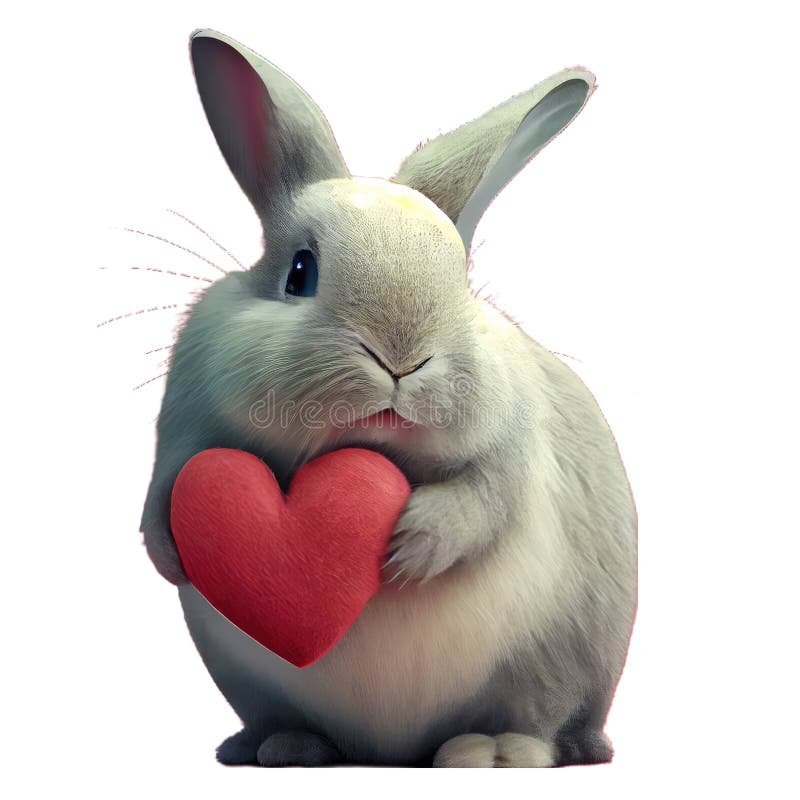 Cute Rabbit Kawaii with a Heart Stock Illustration - Illustration of ...