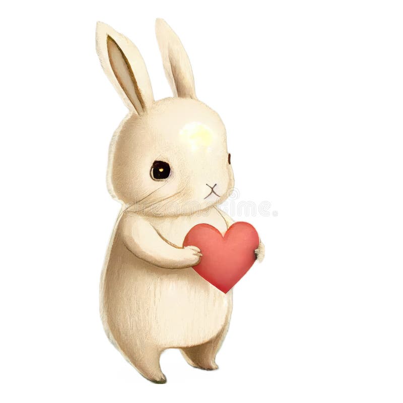 Cute Rabbit Kawaii with a Heart Stock Illustration - Illustration of ...