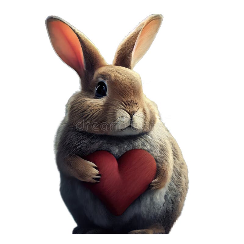 Cute Rabbit Kawaii with a Heart Stock Illustration - Illustration of ...