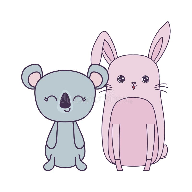 Cute Rabbit with Koala Animals Character Stock Illustration ...