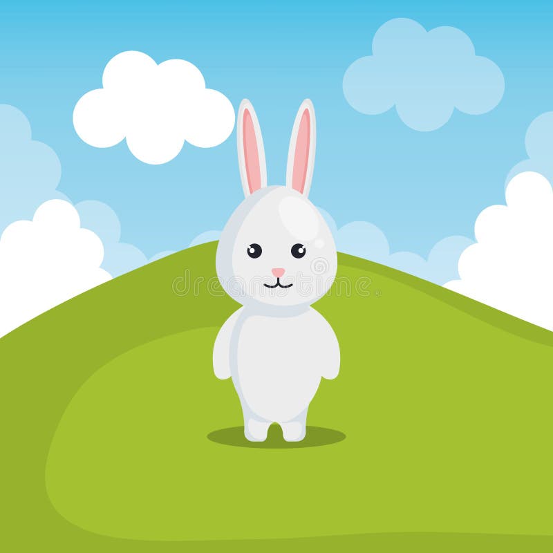 Cute rabbit in landscape stock vector. Illustration of confident ...