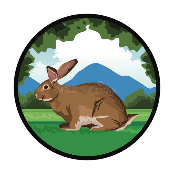 Cute Rabbit in the Landscape Stock Vector - Illustration of wildlife ...