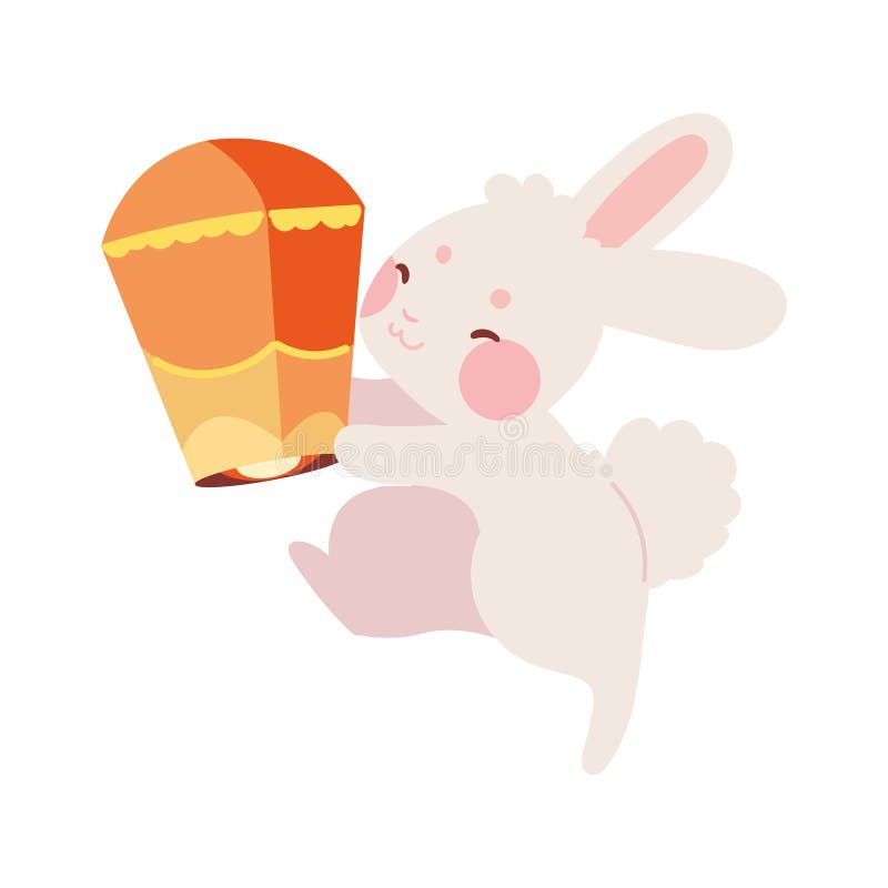 Cute Rabbit with Lantern for Mid Autumn Festival Stock Vector ...