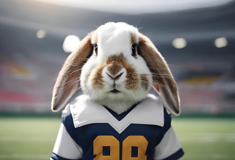 Cute Rabbit Look at Camera Wearing a Football Uniform Stock ...