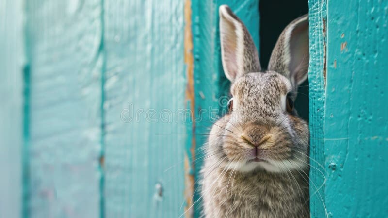 Cute Rabbit Looking Out of a Door, Suitable for Various Design Projects ...