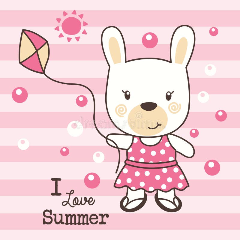 Cute rabbit love summer stock vector. Illustration of element - 127790832