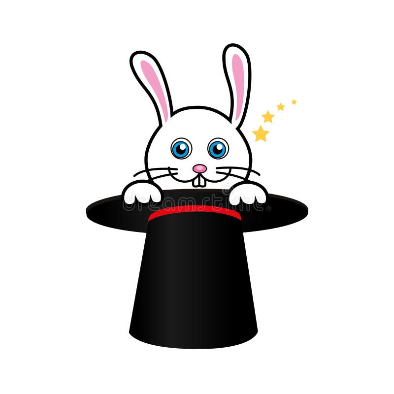 Cute rabbit with magic hat stock vector. Illustration of smiling - 85859291