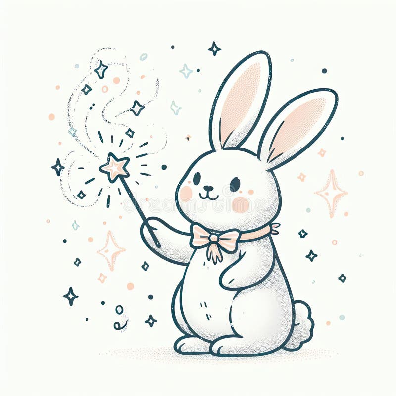 Cute Rabbit in a Magical World Stock Illustration - Illustration of ...