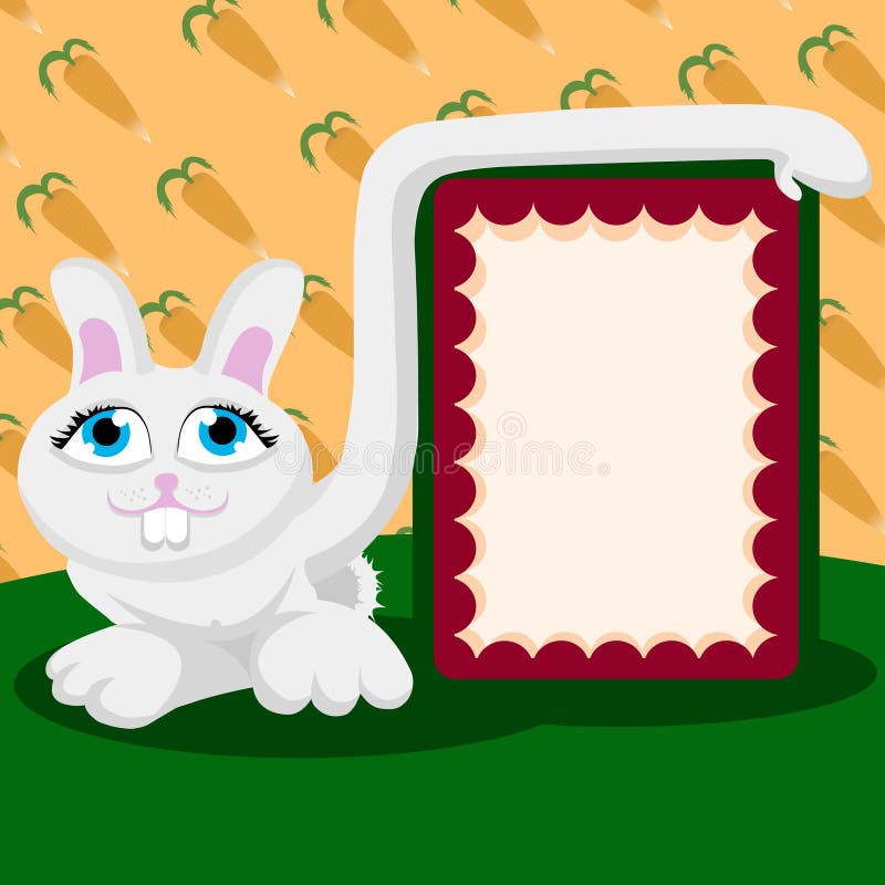 Cute Rabbit with Message Board Stock Vector - Illustration of looking ...