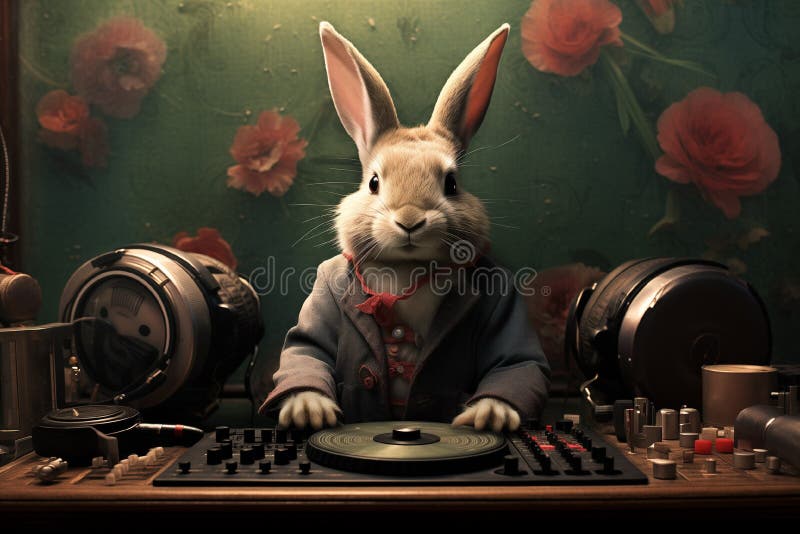 Cute Rabbit Music Lover Music Lover 1 Stock Illustration - Illustration ...