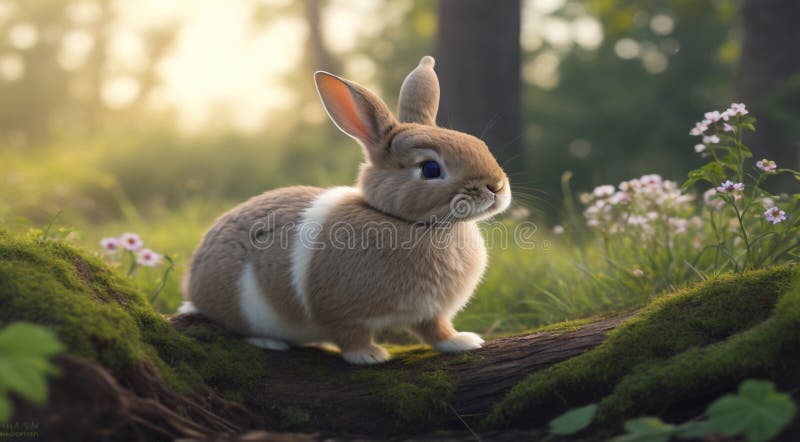Cute Rabbit in the Nature, Close-up of a Rabbit, Rabbit in the Forest ...