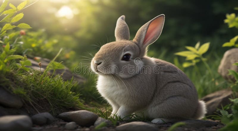 Cute Rabbit in the Nature, Close-up of a Rabbit, Rabbit in the Forest ...