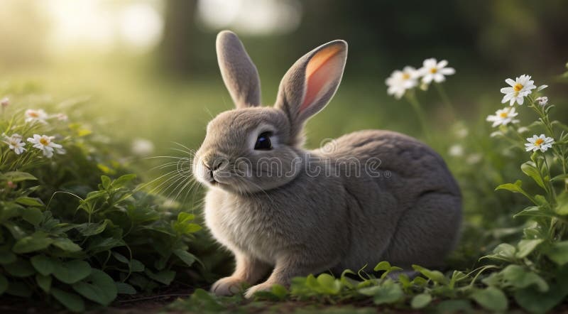 Cute Rabbit in the Nature, Close-up of a Rabbit, Rabbit in the Forest ...