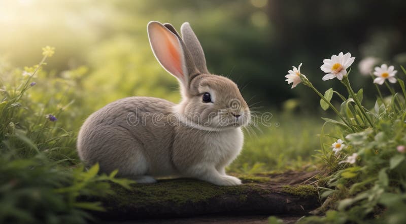Cute Rabbit in the Nature, Close-up of a Rabbit, Rabbit in the Forest ...