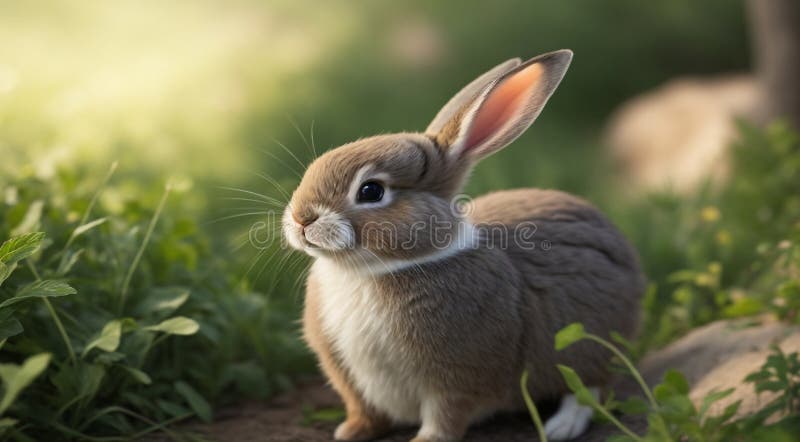 Cute Rabbit in the Nature, Close-up of a Rabbit, Rabbit in the Forest ...