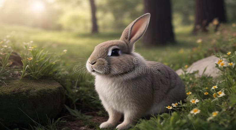 Cute Rabbit in the Nature, Close-up of a Rabbit, Rabbit in the Forest ...
