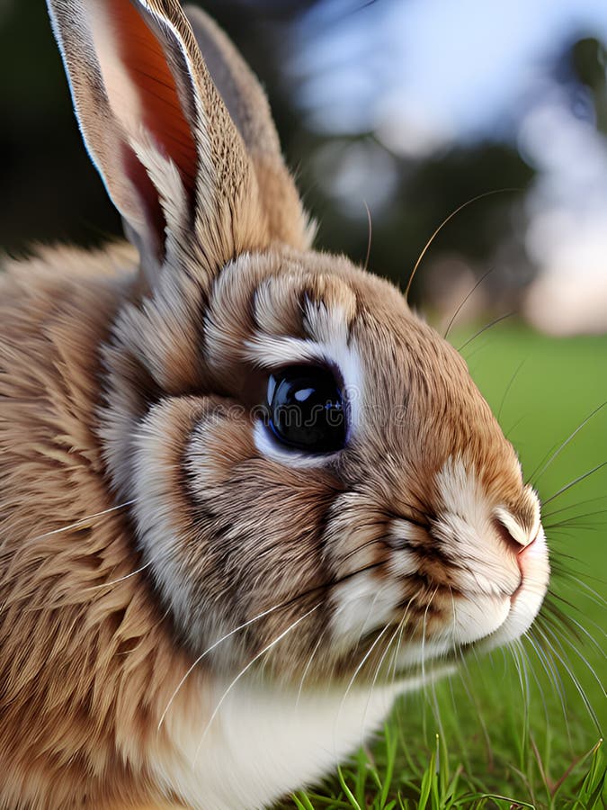 Cute Rabbit in Nature Garden, AI Generated Stock Illustration ...