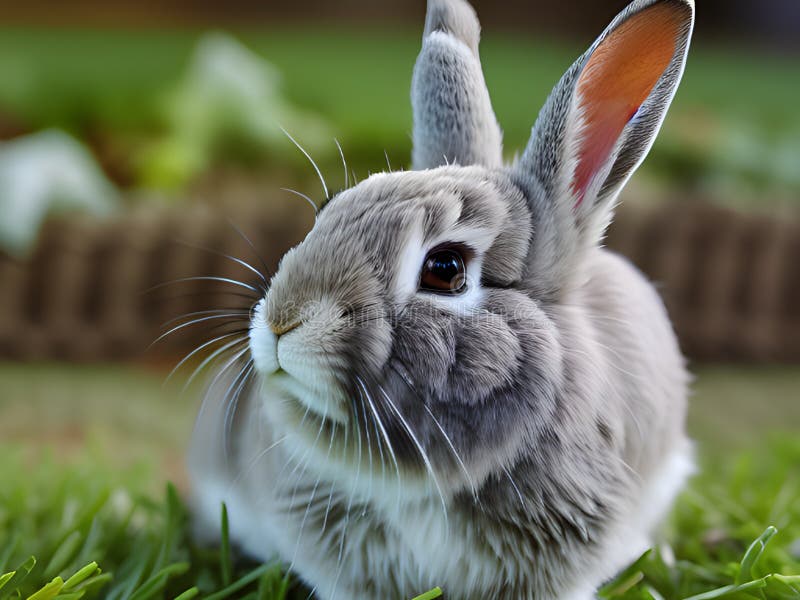 Cute Rabbit in Nature Garden, AI Generated Stock Illustration ...