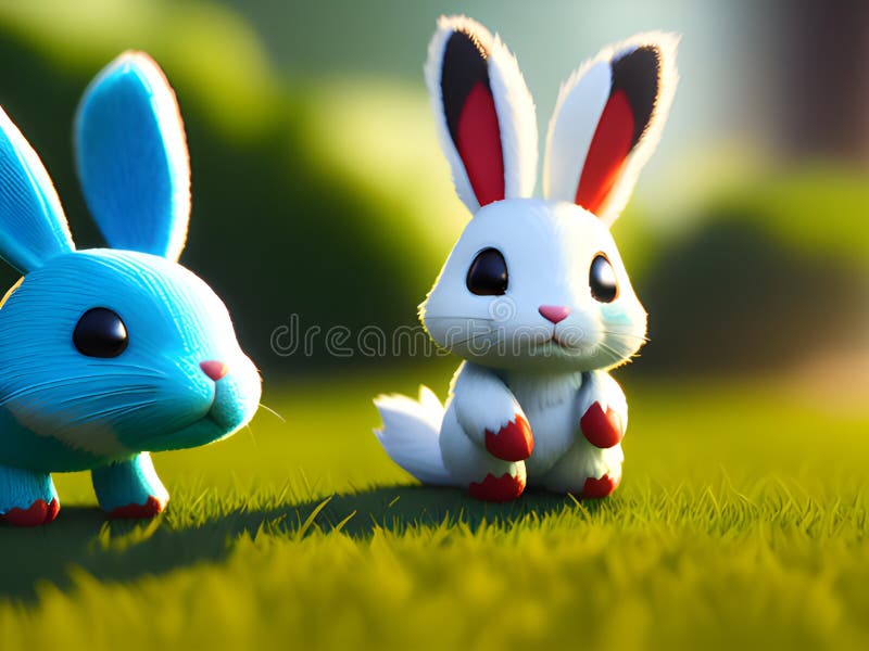Cute Rabbit in the Nature Garden, AI Generated Stock Illustration ...