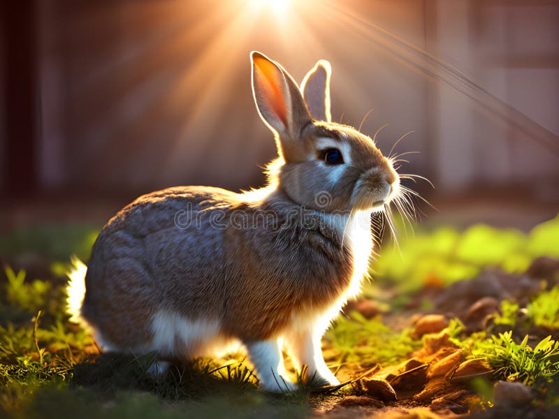 Cute Rabbit in Nature Garden, Ai Generated Stock Photo - Image of ...