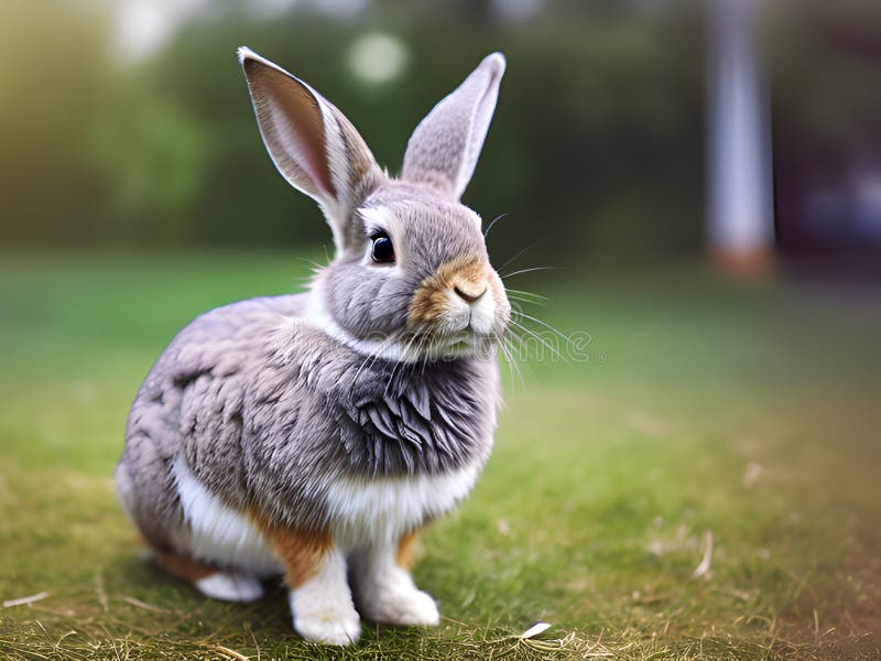 Cute Rabbit in Nature Garden, AI Generated Stock Illustration ...