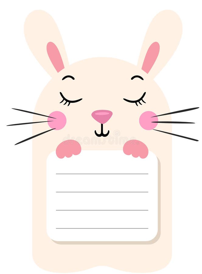 Cute Rabbit Notebook Sticker and School Label Stock Illustration ...