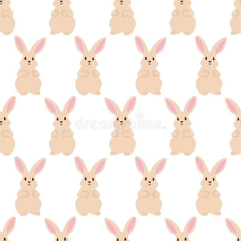 Cute Rabbit Pattern Featuring Playful Bunnies on a White Background in ...