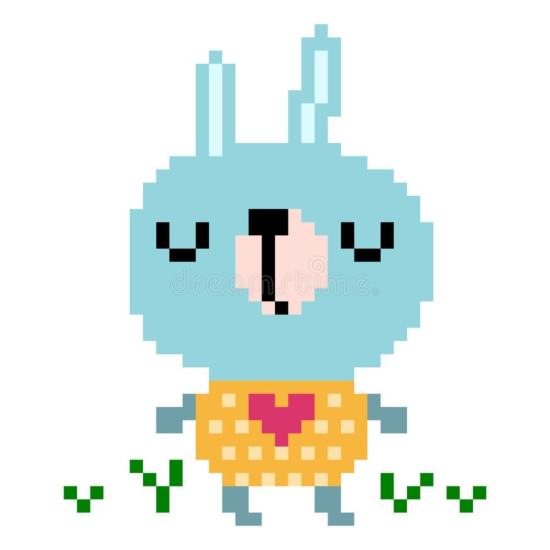 Pixel Bunny Image for 8 Bit Game Stock Vector - Illustration of cute ...