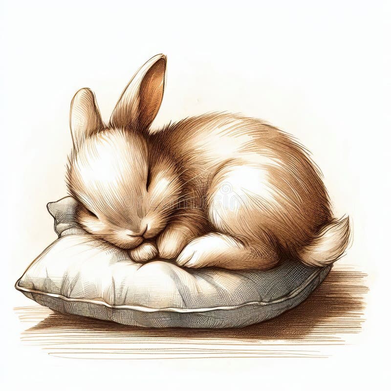 Cute Rabbit in a Peaceful Sleep Stock Illustration - Illustration of ...