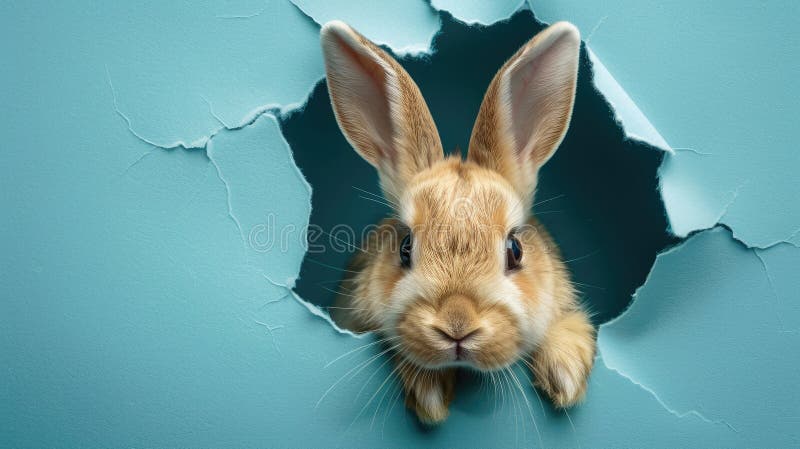 Cute Rabbit Peeking through a Hole Stock Illustration - Illustration of ...