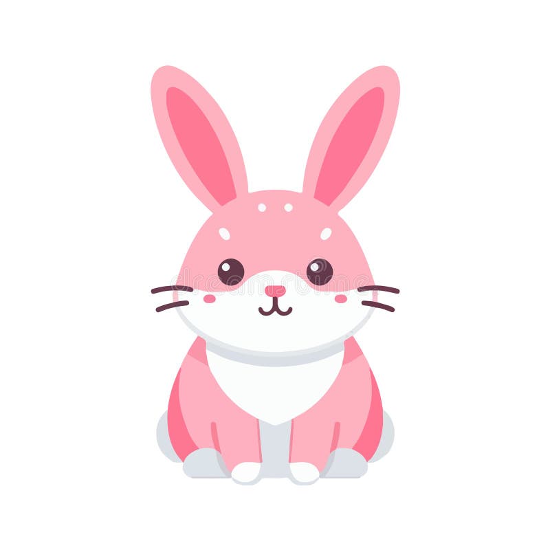 Cute Rabbit Pink Vector Illustration Stock Vector - Illustration of ...