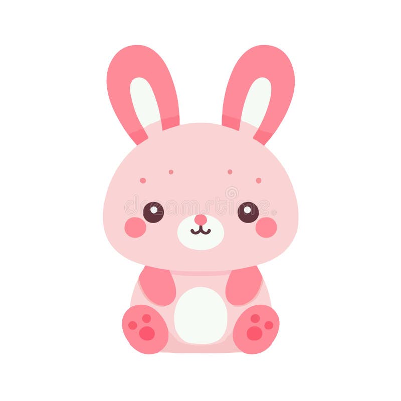 Cute Rabbit Pink Vector Illustration Stock Vector - Illustration of ...