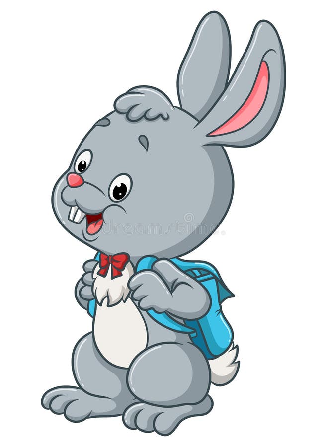 The Cute Rabbit is Ready for School and Bring Its Bag Stock Vector ...