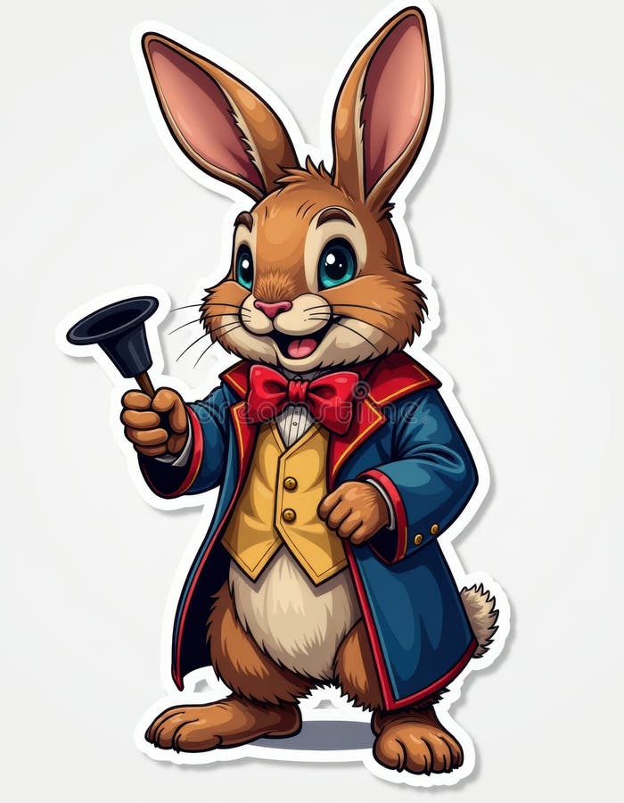 Cute Rabbit Ringmaster Cartoon Character Stock Illustration - Illustration of festive, circus ...