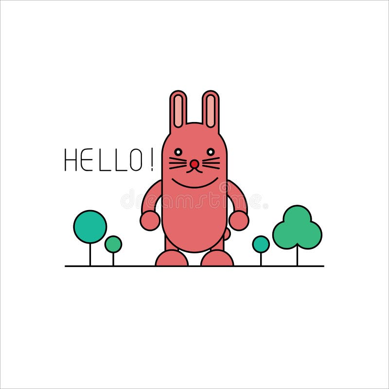 Cute Rabbit - Funny Hello Illustration. Stock Vector - Illustration of ...