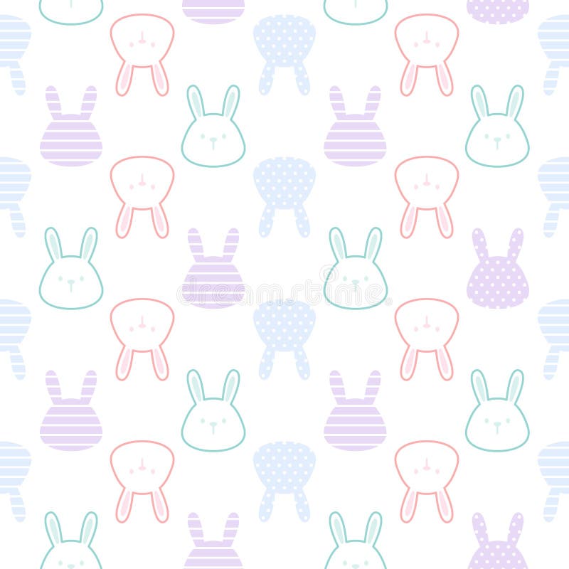 Cute Rabbit Seamless Pattern Background Stock Vector - Illustration of ...