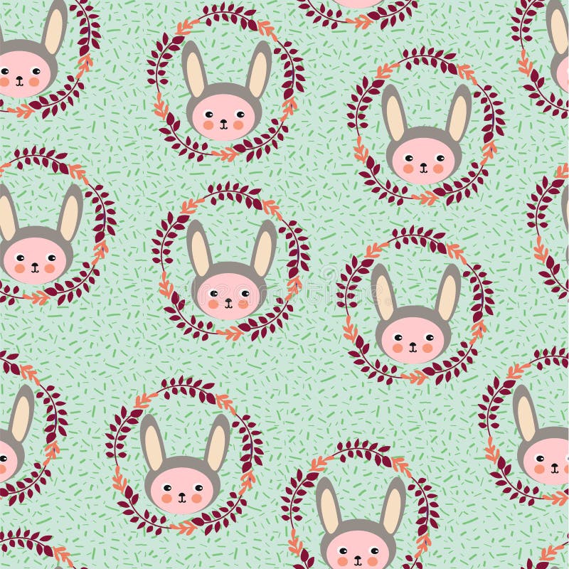 Cute Rabbit Seamless Pattern, Cartoon Background Stock Vector ...