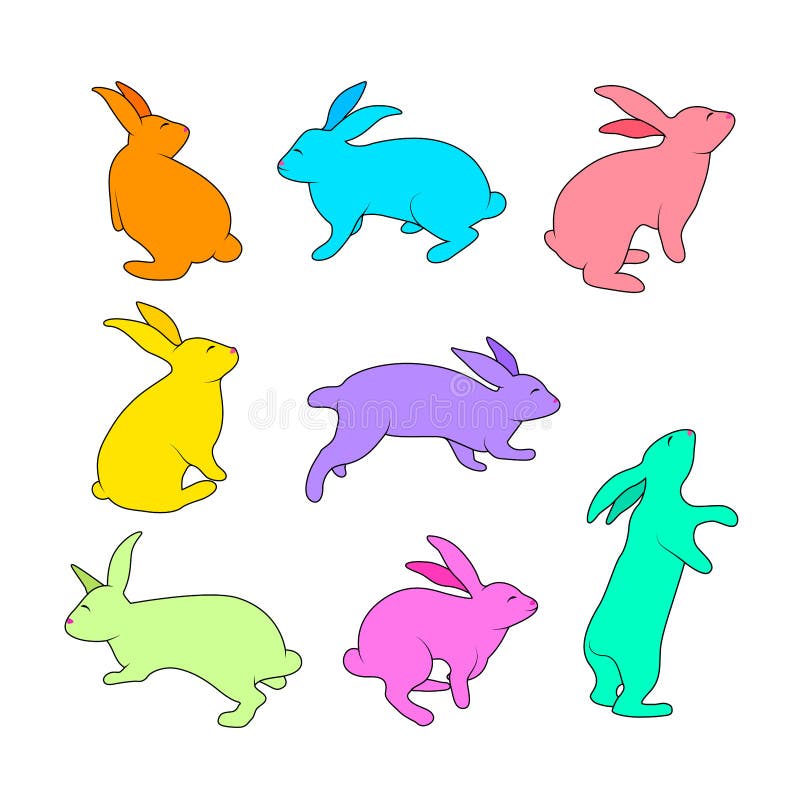 Cute rabbit set. stock vector. Illustration of wildlife - 245014394