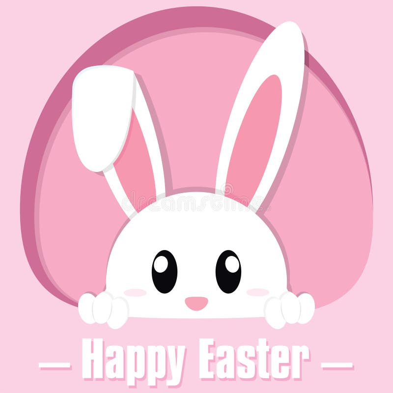 Cute Rabbit Showing Its Head Happy Easter Vector Stock Vector ...
