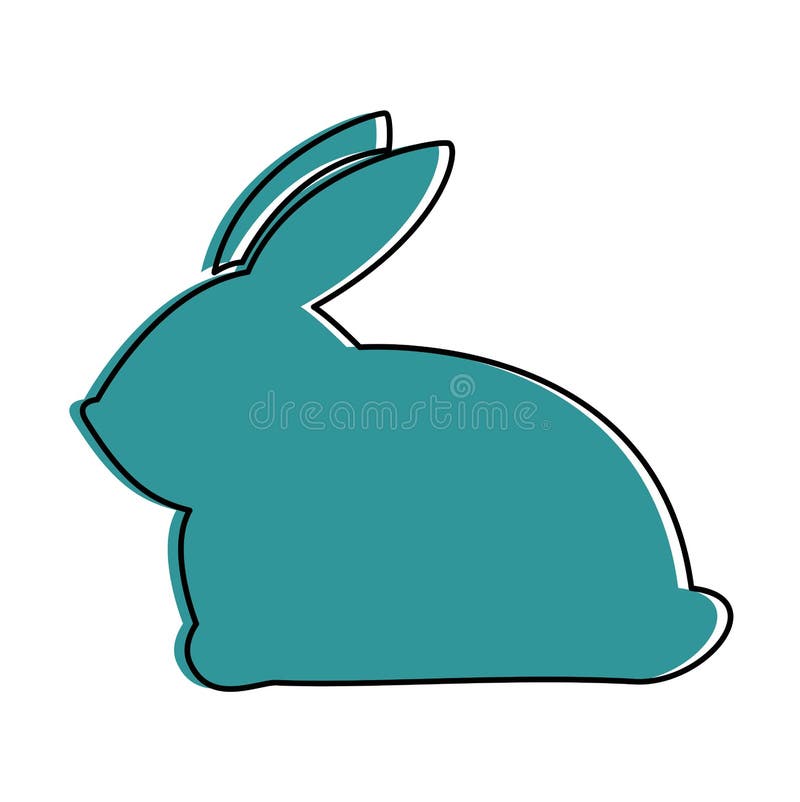 Silhouette of Easter Rabbit Bunny, Side View, Black and White. Nail ...
