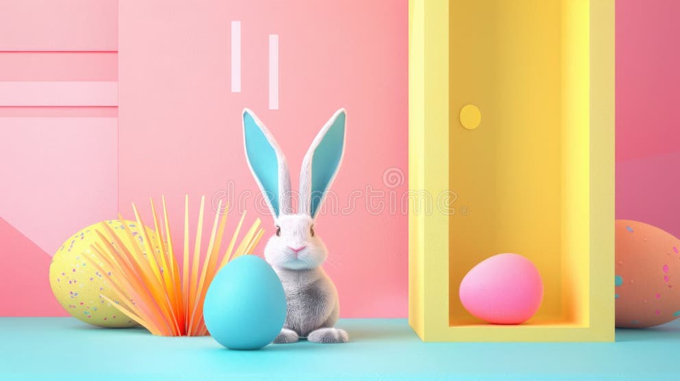 A Cute Rabbit Sitting in Front of an Open Door. Suitable for Various ...