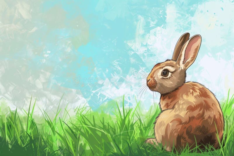 A Cute Rabbit Sitting in Green Grass, Suitable for Nature Themes Stock ...