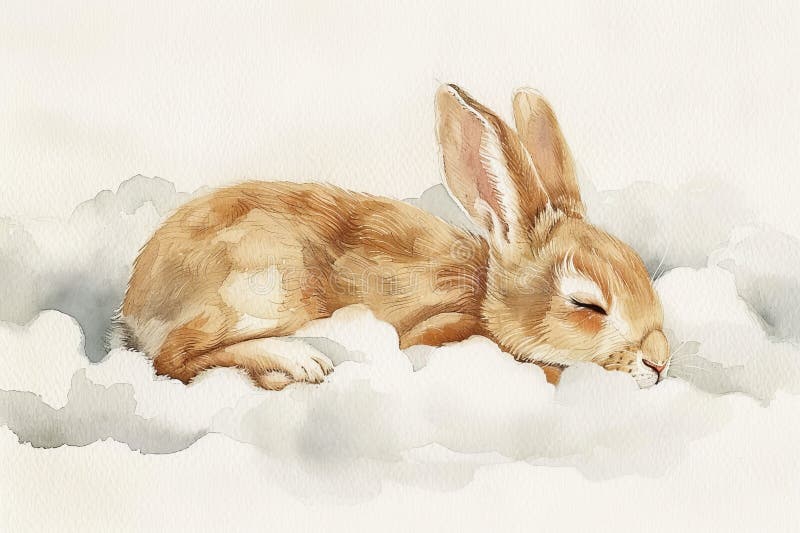 Cute Rabbit Sleeping on a Cloud Stock Image - Image of animal, cloud ...