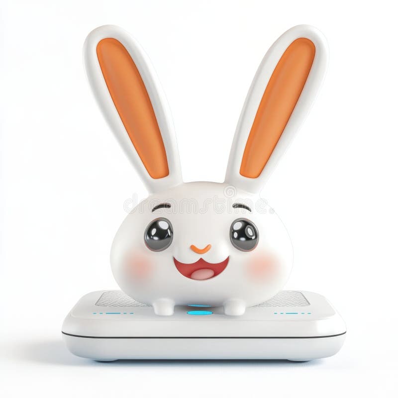 A Cute Rabbit is Smiling and Sitting on a White Surface Stock ...