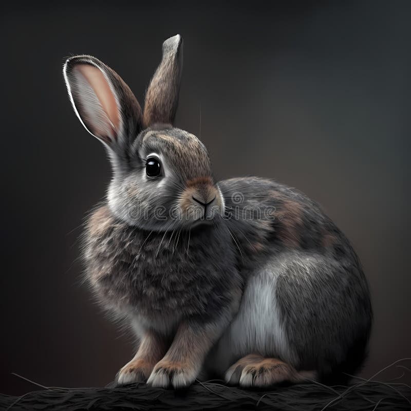 Cute Rabbit on Solid Background. Generative AI Stock Illustration ...