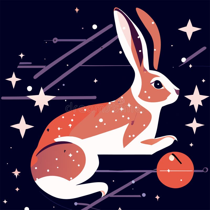 Cute Rabbit in Space. Vector Illustration in Flat Cartoon Style Stock ...