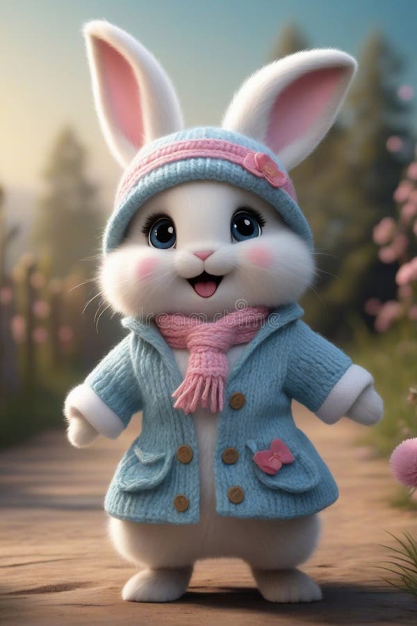 Rabbit in Spring Meadow Graphics for Easter Stock Illustration ...