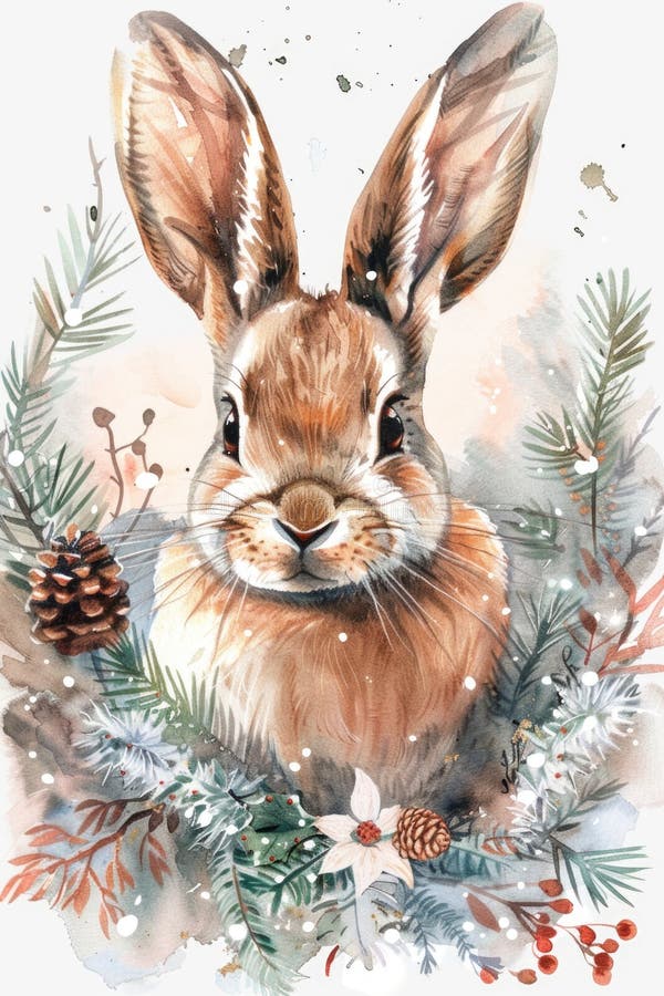 Cute Rabbit Surrounded by Pine Cones, Perfect for Nature Lovers Stock ...